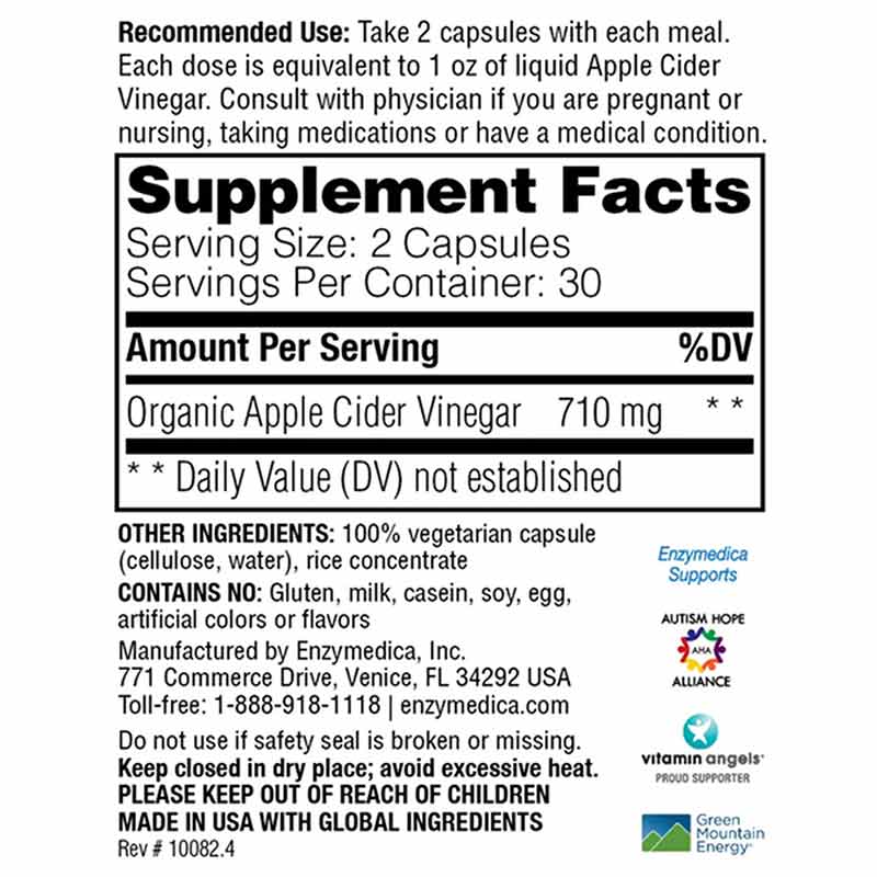 Apple Cider Vinegar, Enzymedica – Natural Healthy Concepts