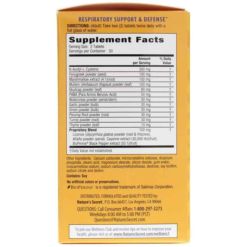 Respiratory Support & Defense, Natures Secret – Natural Healthy Concepts