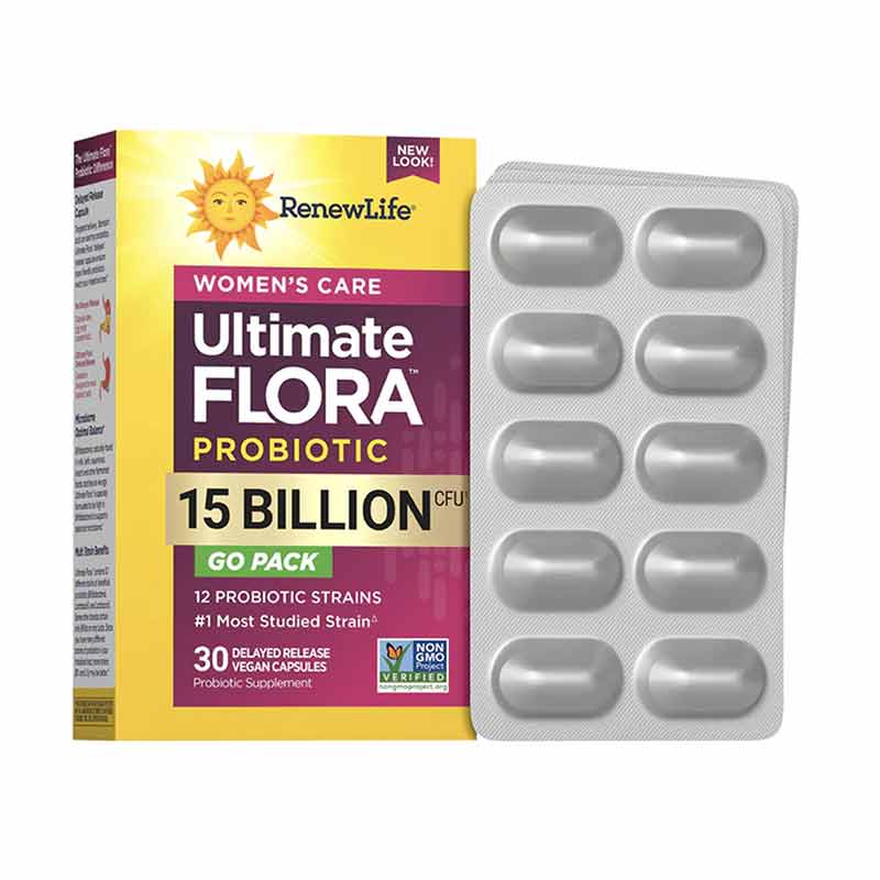Ultimate Flora Probiotic 15 Billion Women's Care Go Pack, Renew Life ...