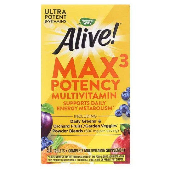 Alive Max3 Daily Multivitamin Max Potency, Natures Way