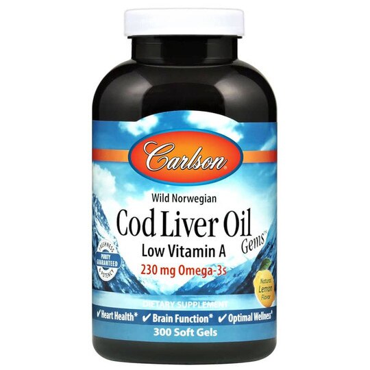 Cod Liver Oil Omega-3s Low Vitamin A Formula with Natural Lemon Flavor ...
