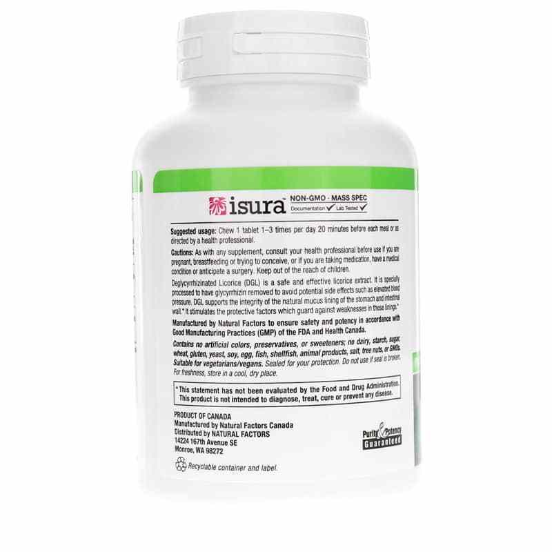 DGL Deglycyrrhizinated Licorice Root Extract Chewable, Natural Factors