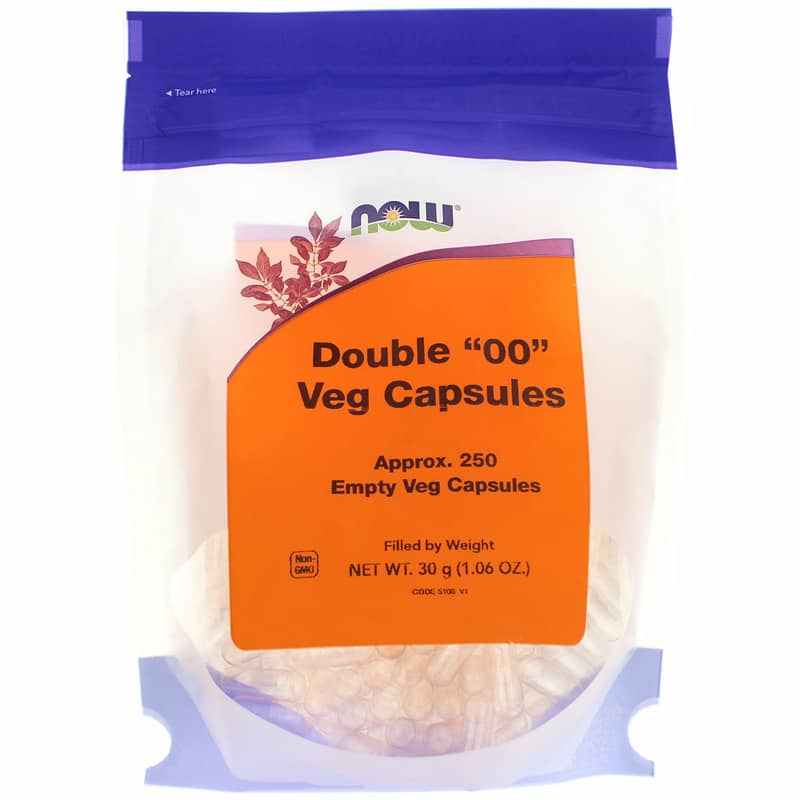 Double 00 Empty Veg Capsules, NOW Foods