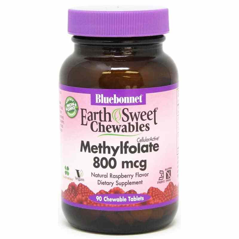 Earth Sweet Chewable Methylfolate 800 Mcg, Bluebonnet