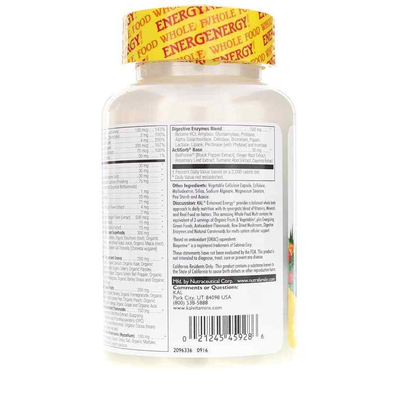Enhanced Energy Whole Food Multivitamin w/Iron, Kal