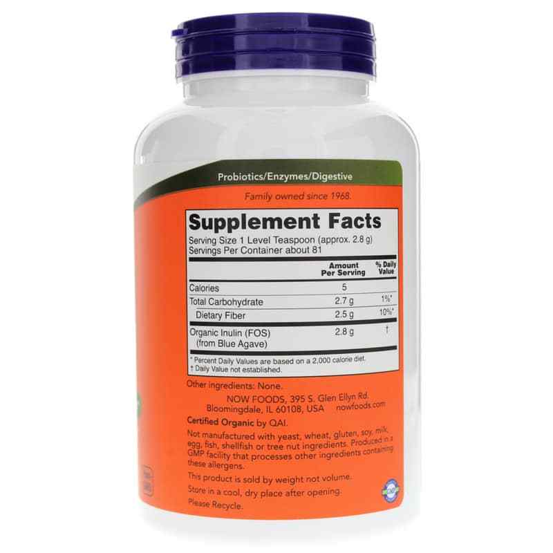 Inulin Organic Pure Powder, NOW Foods