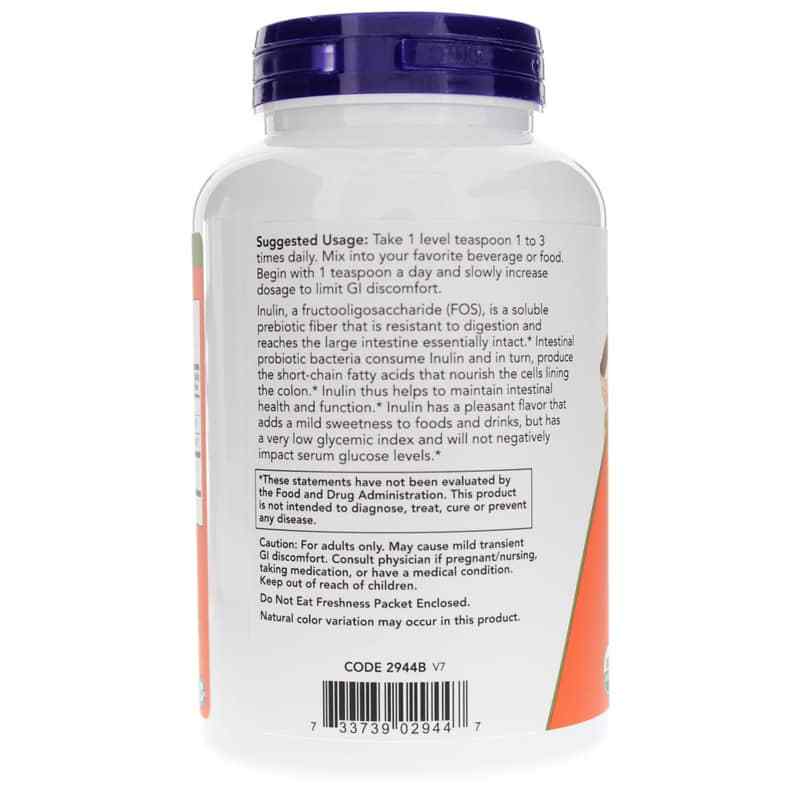 Inulin Organic Pure Powder, NOW Foods