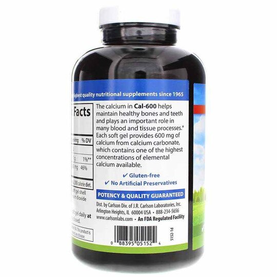Liquid Cal-600 600 Mg Calcium, Carlson Labs