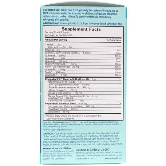 Oceans 3 Better Brain with OmegaXanthin, Garden of Life