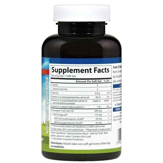 Solar D Gems 4000 IU Vitamin D3 plus Omega-3s with Natural Lemon Flavor ...