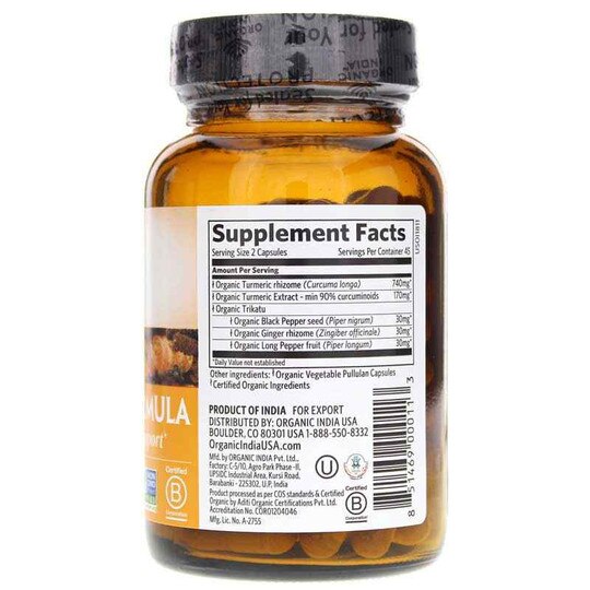 Turmeric Formula Certified Organic, Organic India